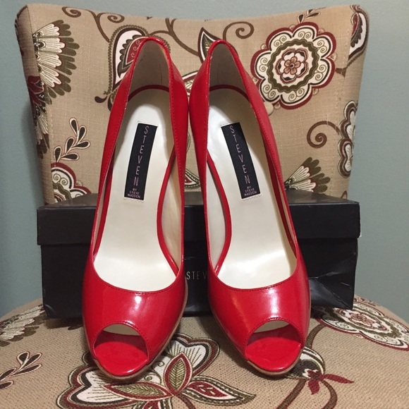 Steven By Steve Madden | Shoes | Candy Apple Red Peep Toe Heels | Poshmark